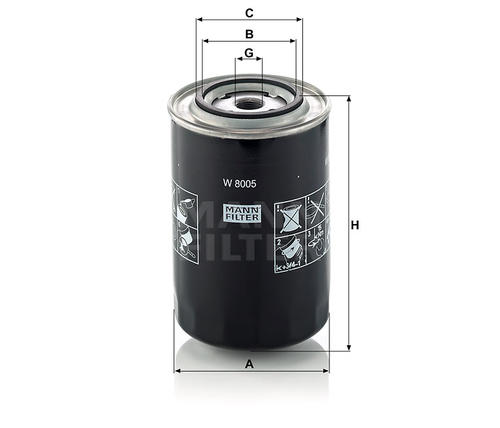 Schlepper-Teile » Shop MANN W 8005 - Ölfilter W8005, P551603, H210W02 ...