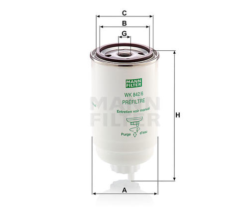 Schlepper-Teile » Shop MANN WK 842/6 - Kraftstofffilter WK842/6 ...