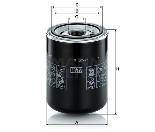 Schlepper-Teile » Shop MANN W 1374/7 - Hydraulikölfilter W1374/7 ...